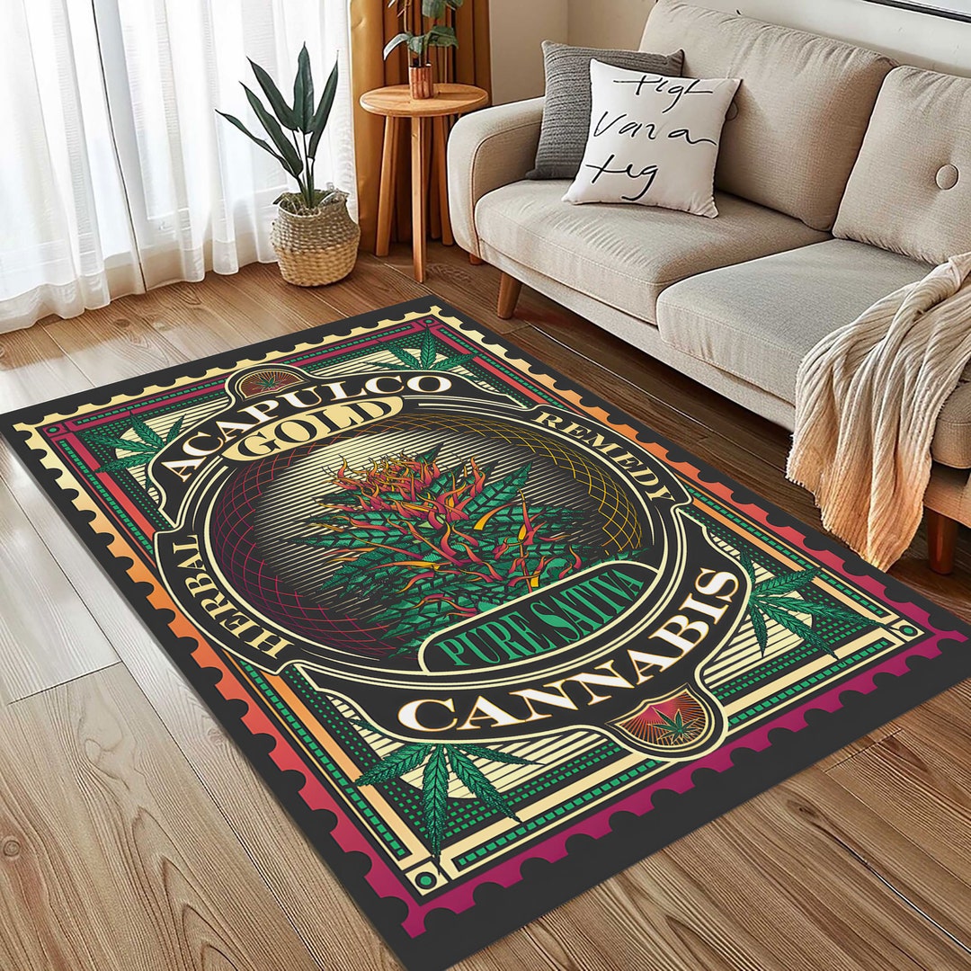 Weed Rug for Marijuana Decor, Cannabis Rug, Marijuana Leaf Rug for ...
