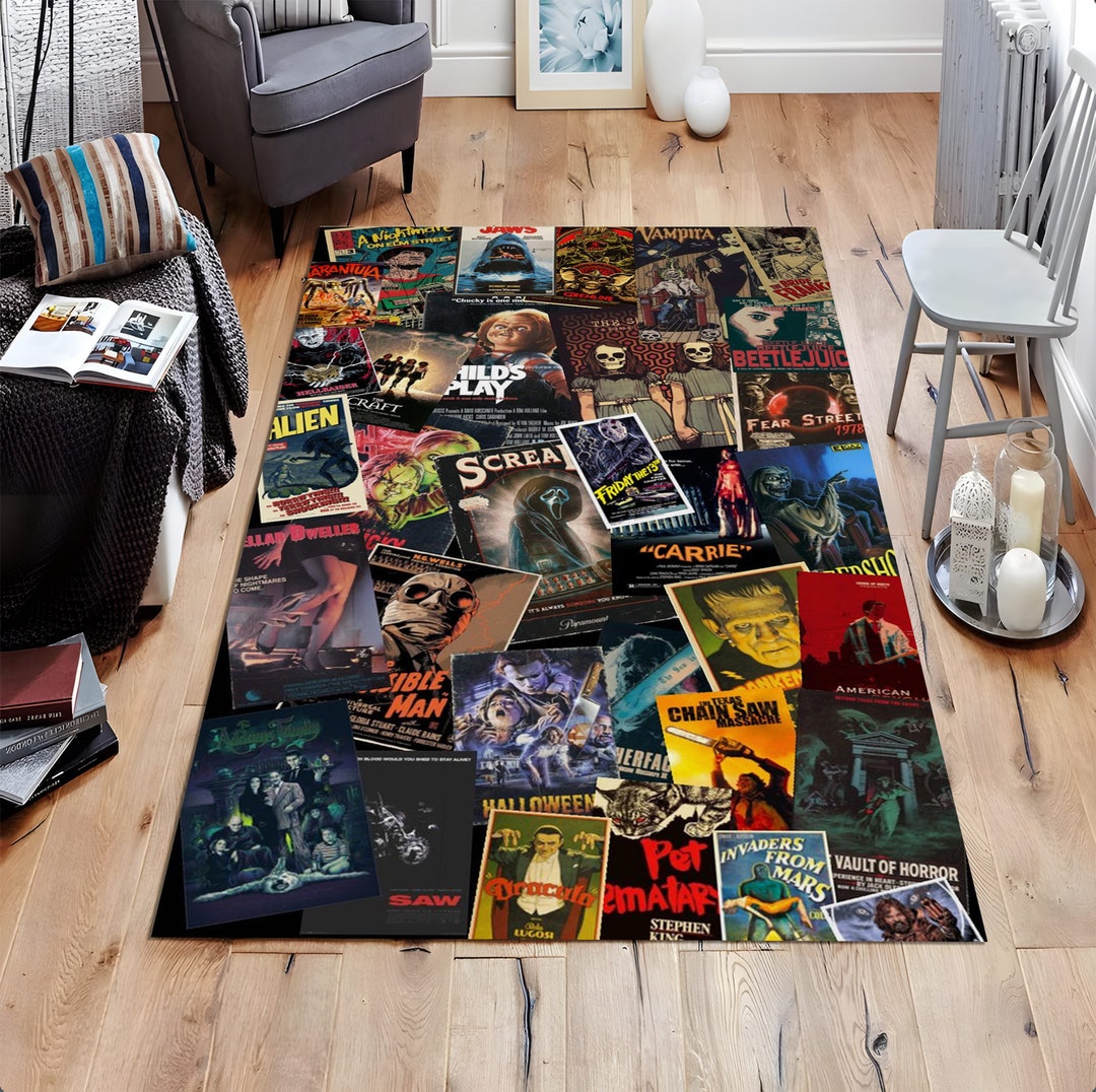 80's Nostalgic Rug,vhs Case Themed Horror Movie Room Rug,nostalgic ...