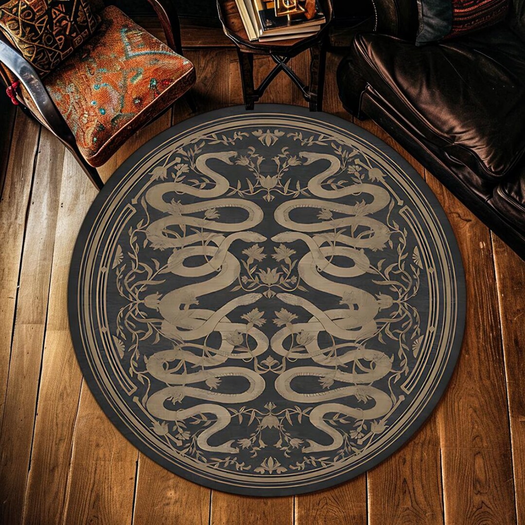 Snake Design Rug,snake Pattern Rug,round Rug,brown Snake Rug,snake Area ...
