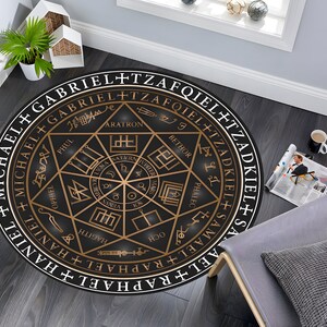 Seal, Seven Archangels, Decorative Round Rug, Round Rug, Home Decor Rug ...