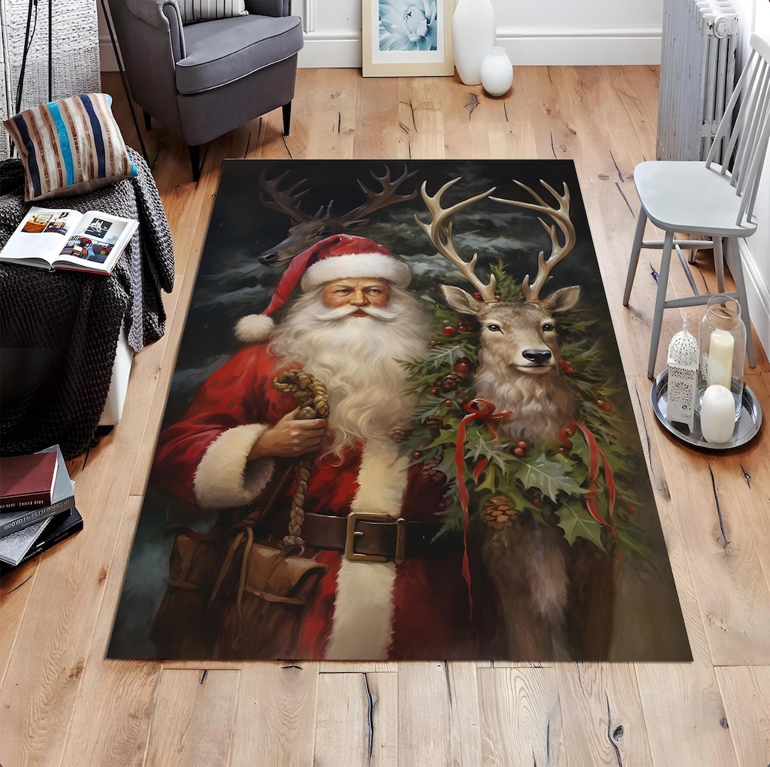 Merry Christmas Rug,santa Claus Christmas Rug,christmas Decoration ...