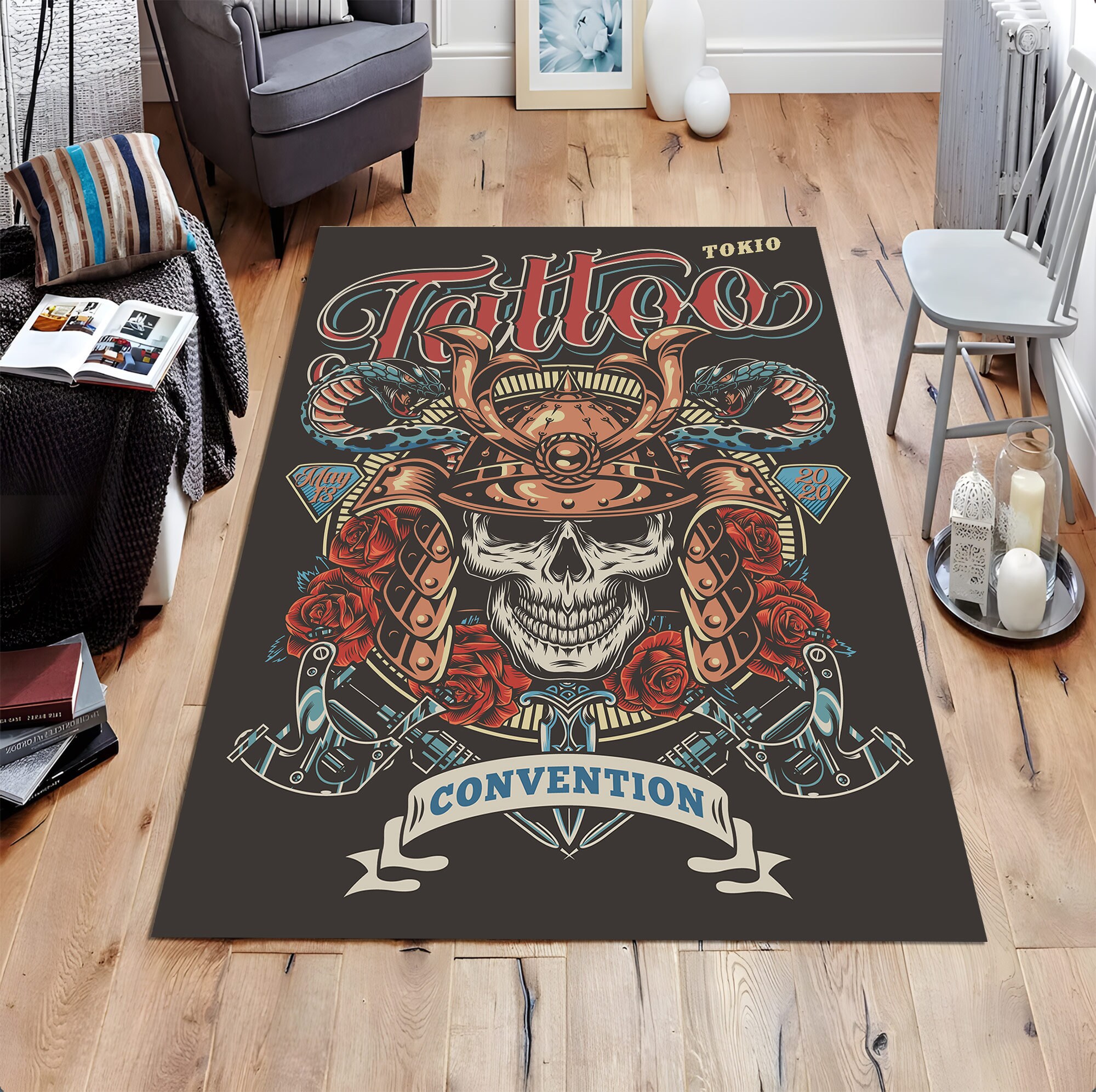 Tattoo Design Rug, Wizard Rug, Witch Rug, Snake Rug, Custom Rug ...