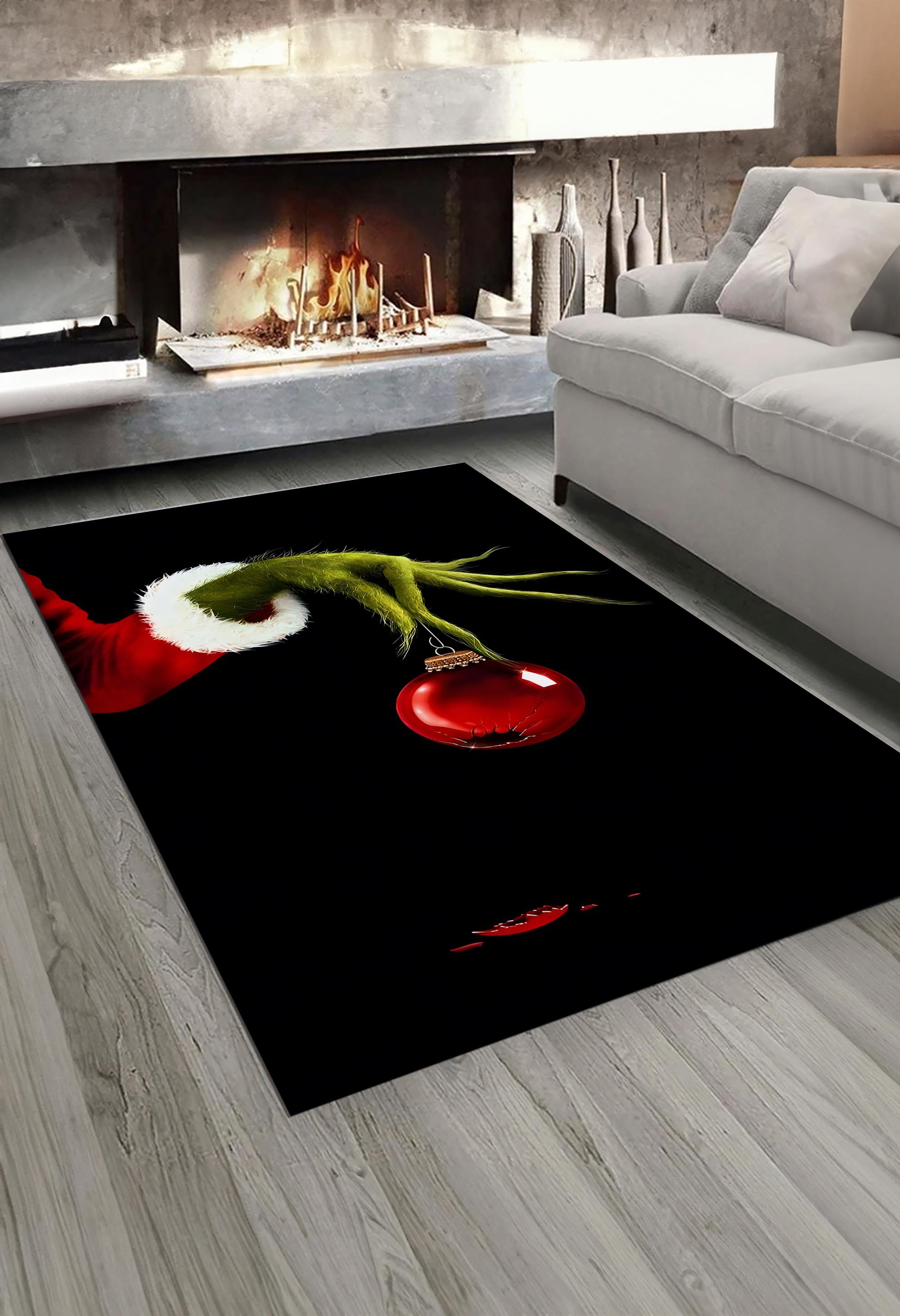 Grinch Christmas Holiday Area Rug, Merry Christmas Rectangle Rug ...