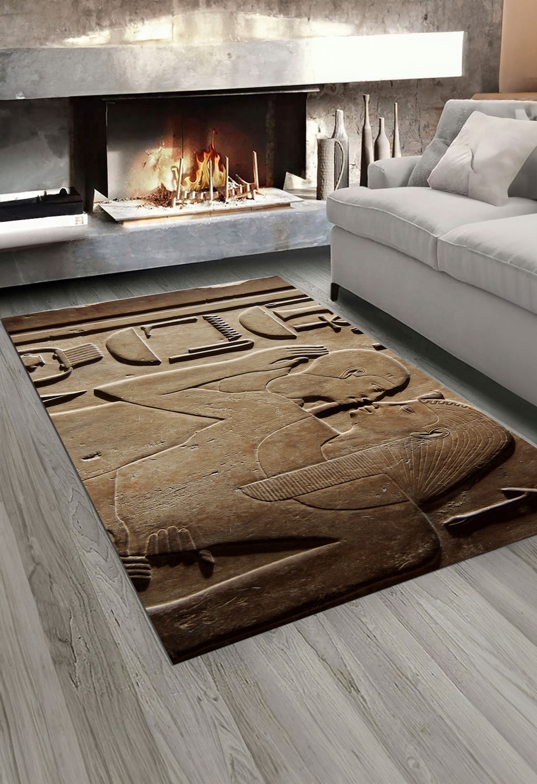 Antique Rug, Ancient Egyptian Rug, Egypt Pattern Rug, Themed Rug, Area ...