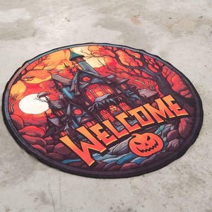 Pumpkin Rug,halloween Round Rug,horror Rug,halloween Themed Rug ...