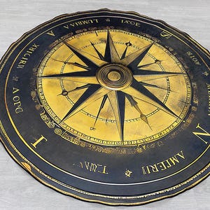 Round Rug, Compass Design Rug, Personalized Rug, Nautical Decor ...
