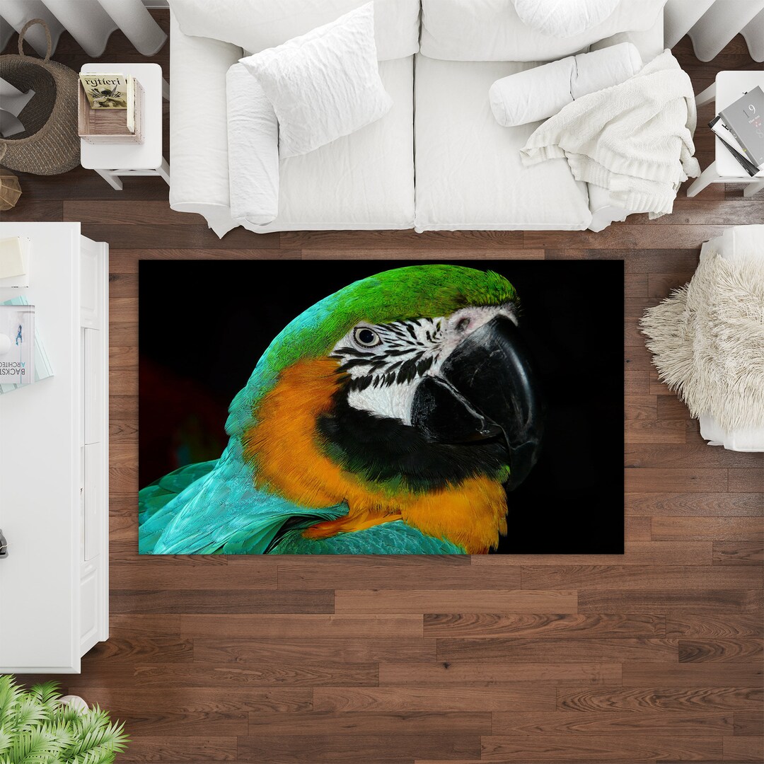 Parrot Design Rug, Bird Rug, Tropical Rug, Homedecor Rug, Vibrant Rug ...