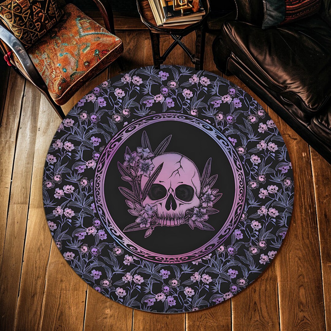 Round Rug, Pastel Goth Rug, Gothic Floral Decor, Whimsigoth Decor ...