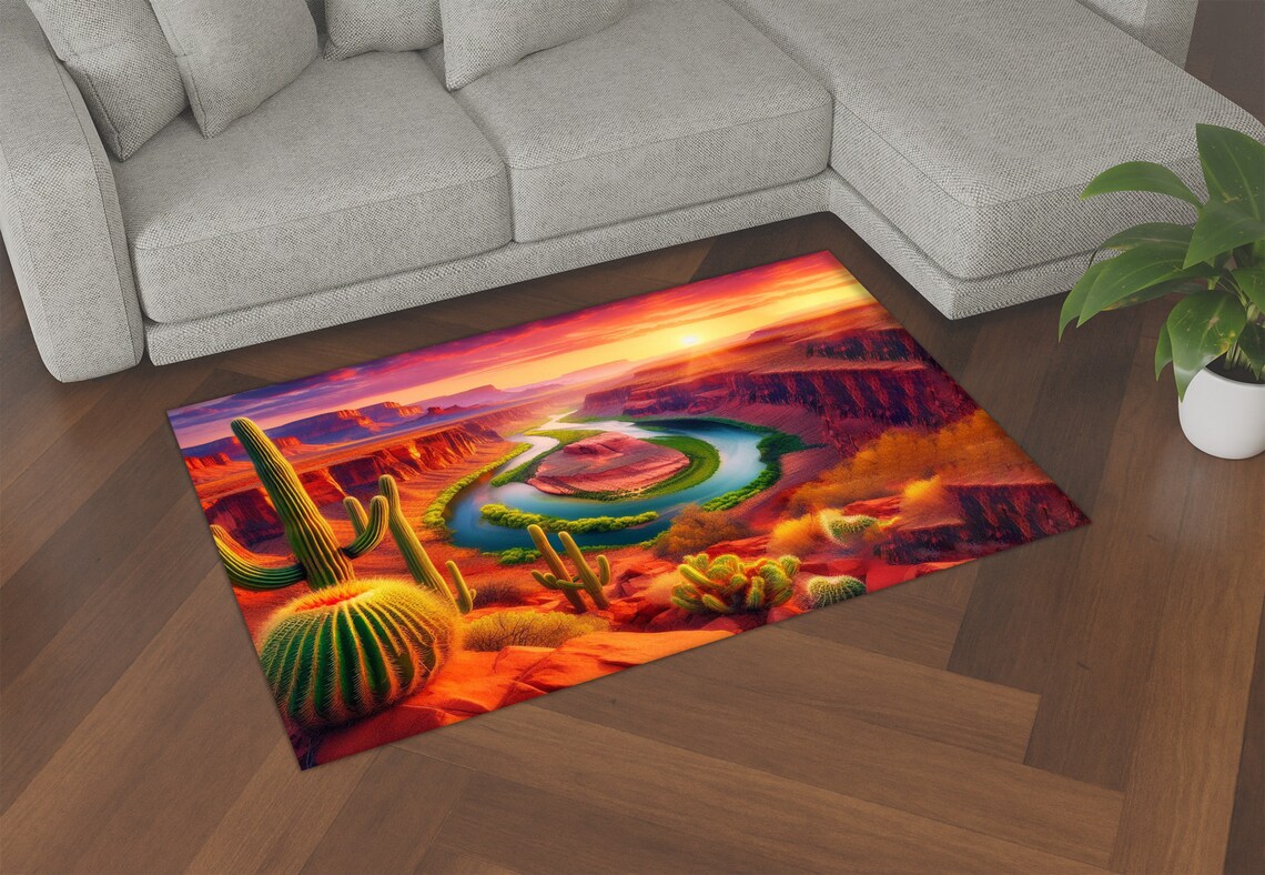 Arizona Landscape Design Rug, Desert Rug, Southwest Rug, Cactus Rug ...