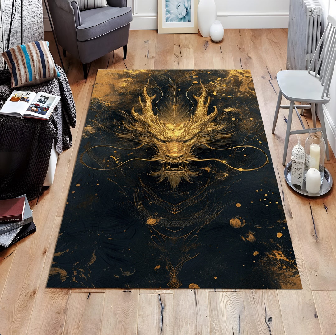 Dragon Design Rug, Mythical Rug, Fantasy Rug, Medieval Rug, Legendary ...