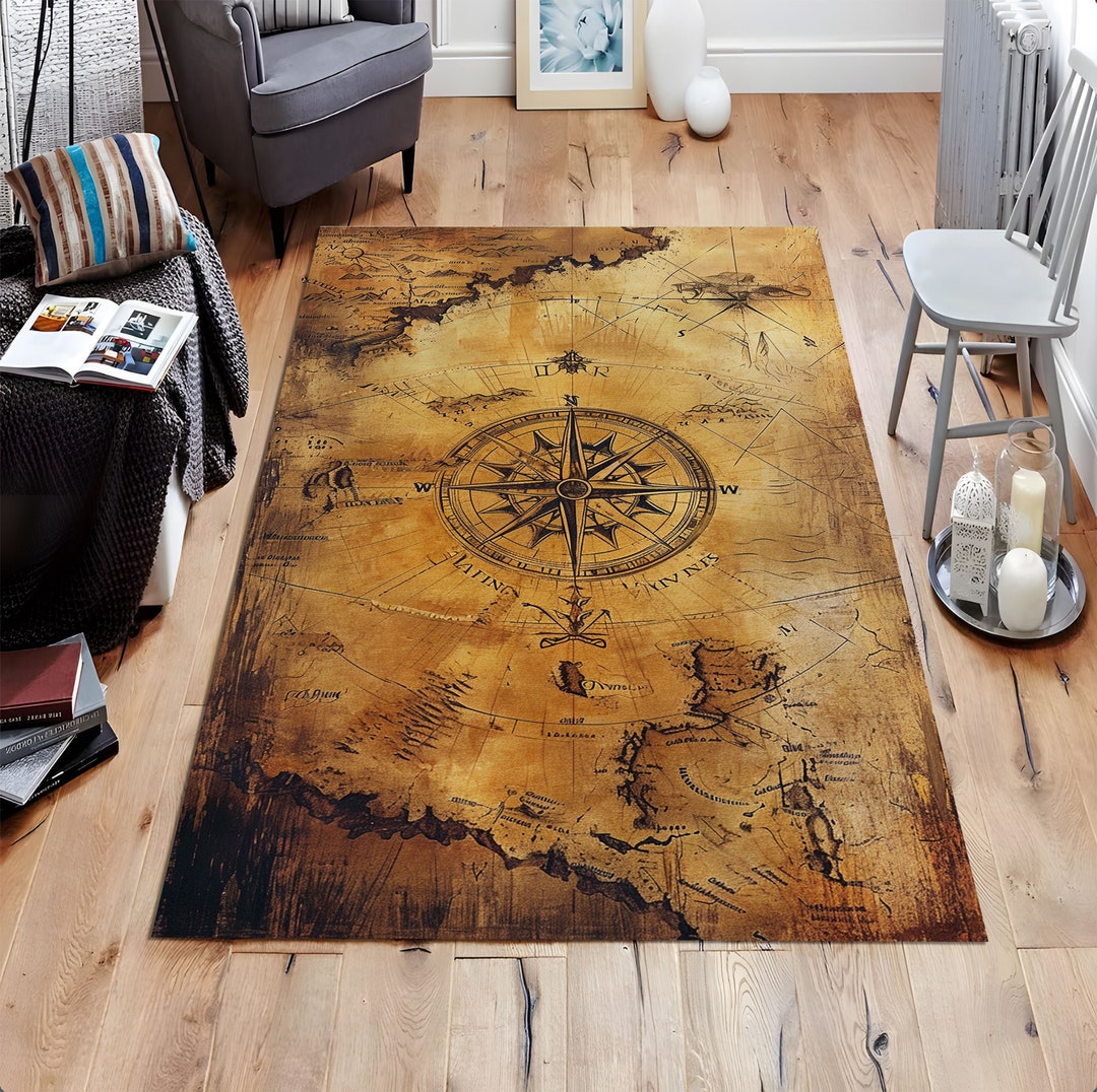 Compass Rug,map Design,birthday Gifts,carpet,personalized Gifts,gifts ...