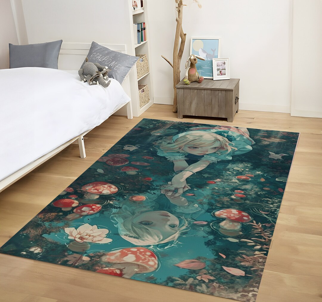 Alice Design Rug, White Rabbit Rug, Movie Room Rug, Custom Rug, Cheap ...