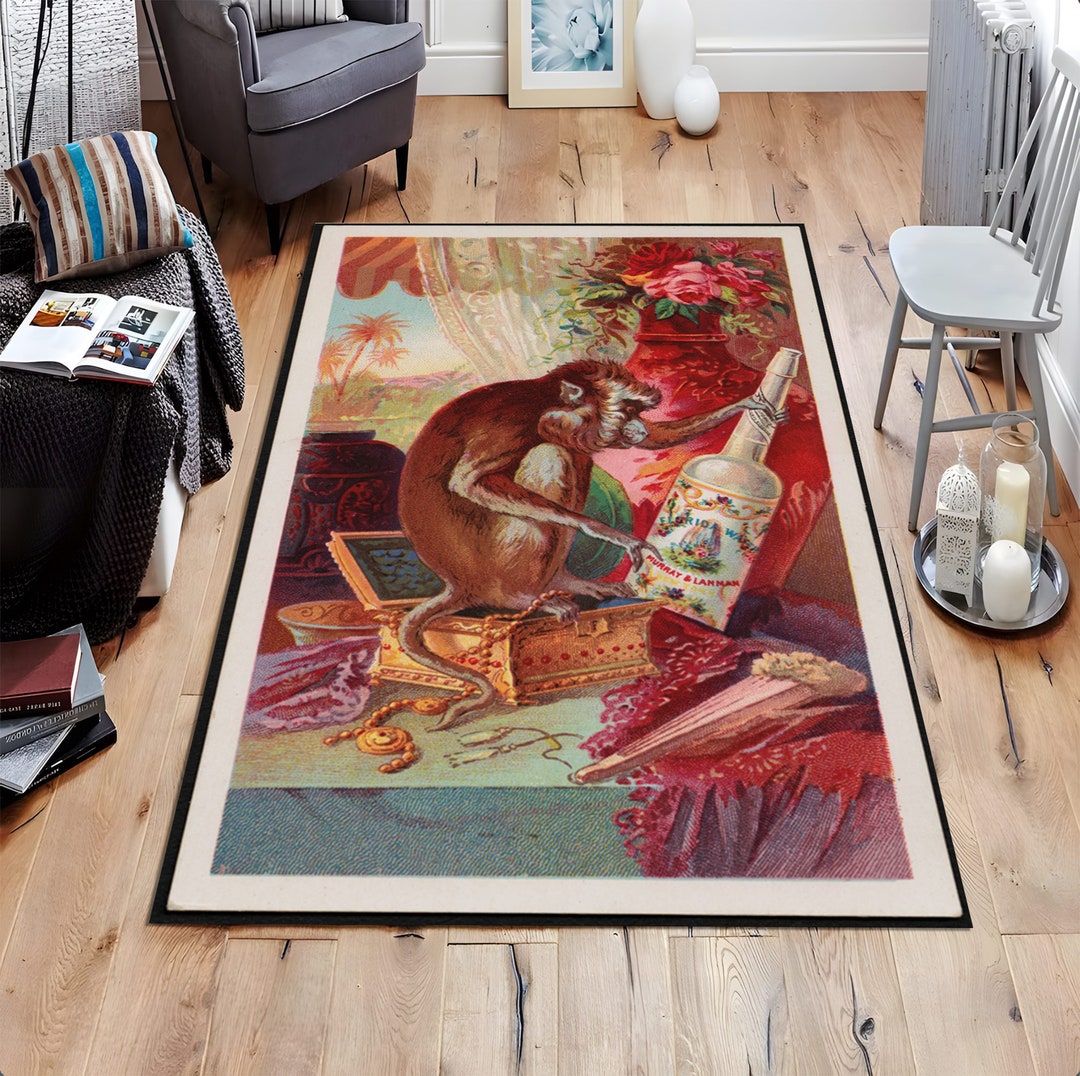 Nature Monkey Design Rug, Homedecor Rug, Jungle Rug, Wildlife Rug ...