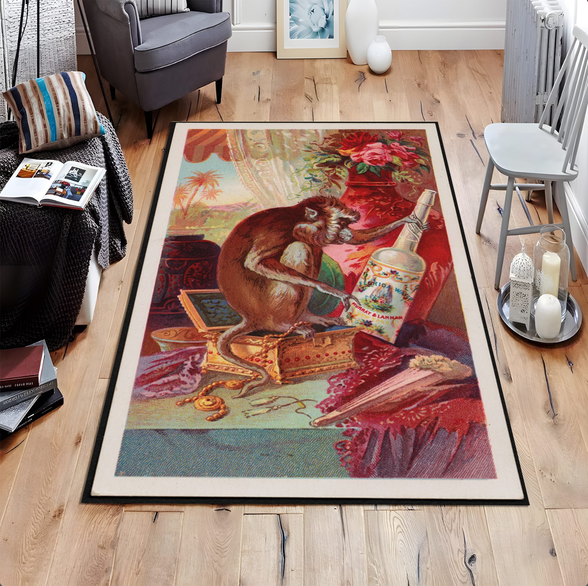 Nature Monkey Design Rug, Homedecor Rug, Jungle Rug, Wildlife Rug ...