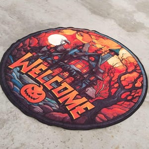 Pumpkin Rug,halloween Round Rug,horror Rug,halloween Themed Rug ...