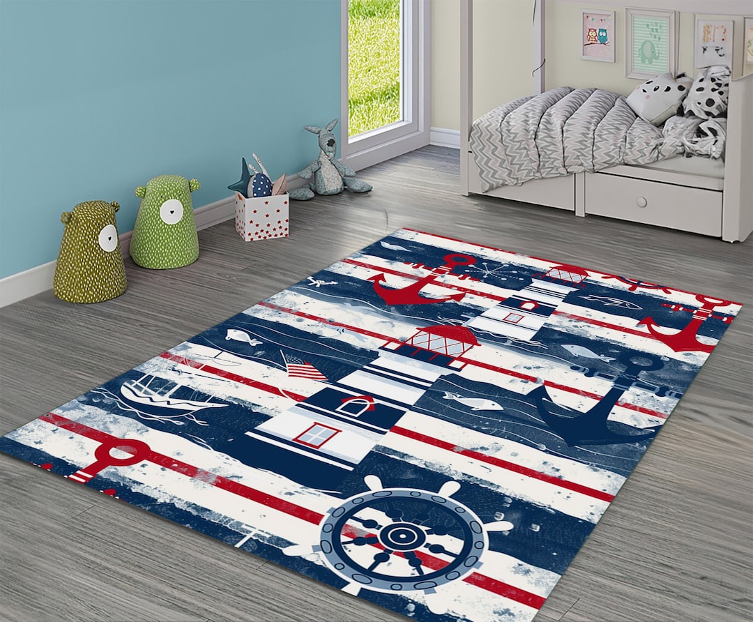 Sailor Design Rug, Nautical Rug, Kids Rug, Sea Rug, Adventure Rug ...