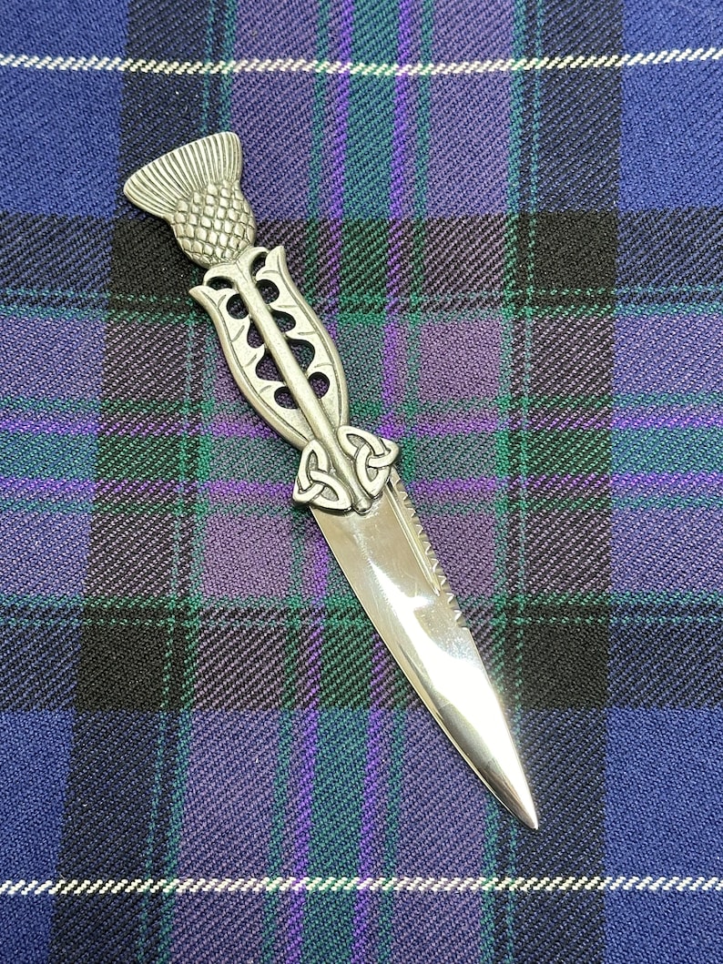 Thistle Pewter Handle Sgian Dubh - Traditional Scottish Dirk With ...