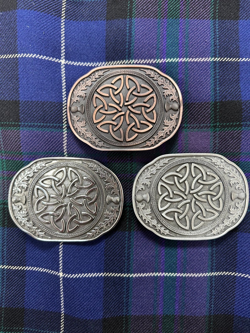 Celtic Trinity Pewter Kilt Belt Buckle - Handcrafted Scottish Kilt ...