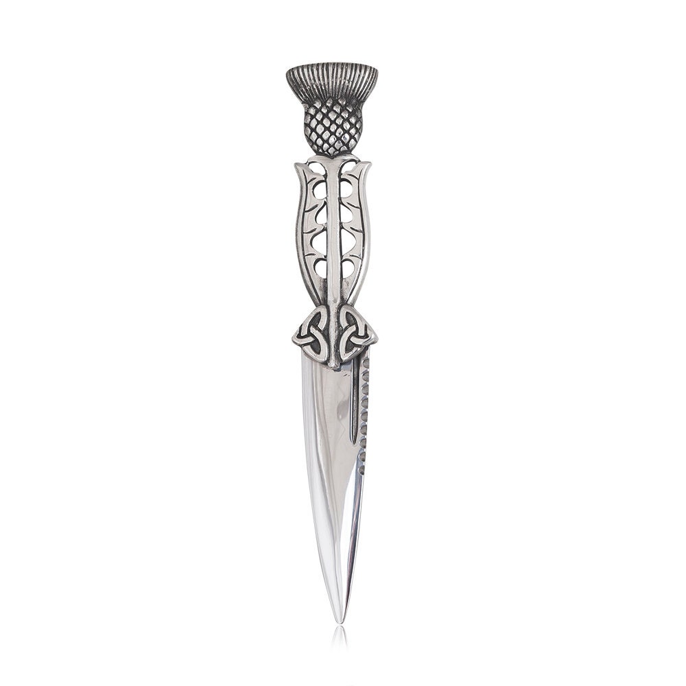 Thistle Pewter Handle Sgian Dubh - Traditional Scottish Dirk With ...