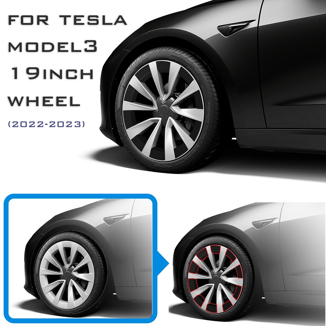Tesla Model 3 Custom Black Rim Cover Cap Accessory Mod for 19 Inch ...
