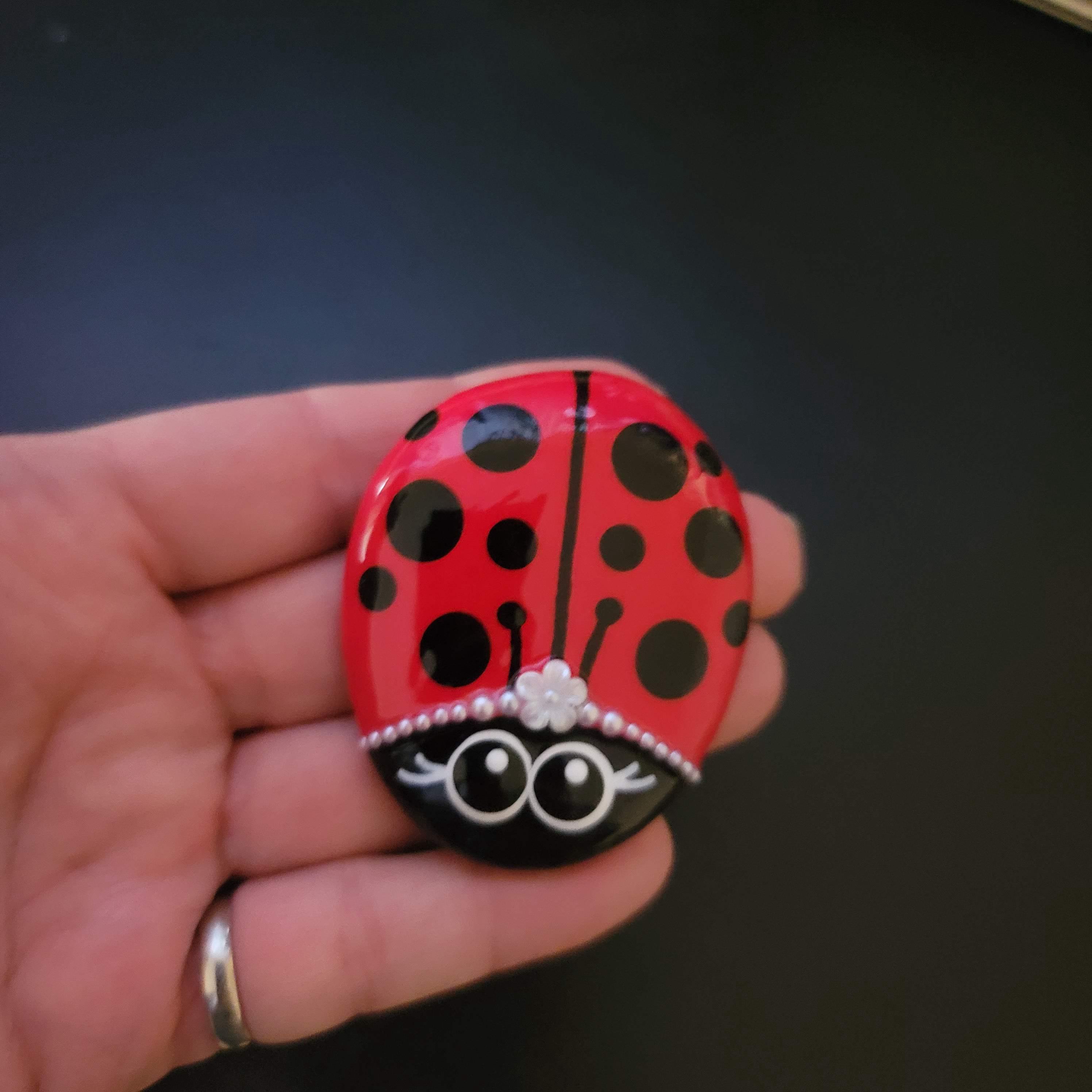 Ladybug Painted Rocks, Fancy Ladybugs, Party Favor, Friendship Gift, Red Ladybug, Kindness Rocks ...