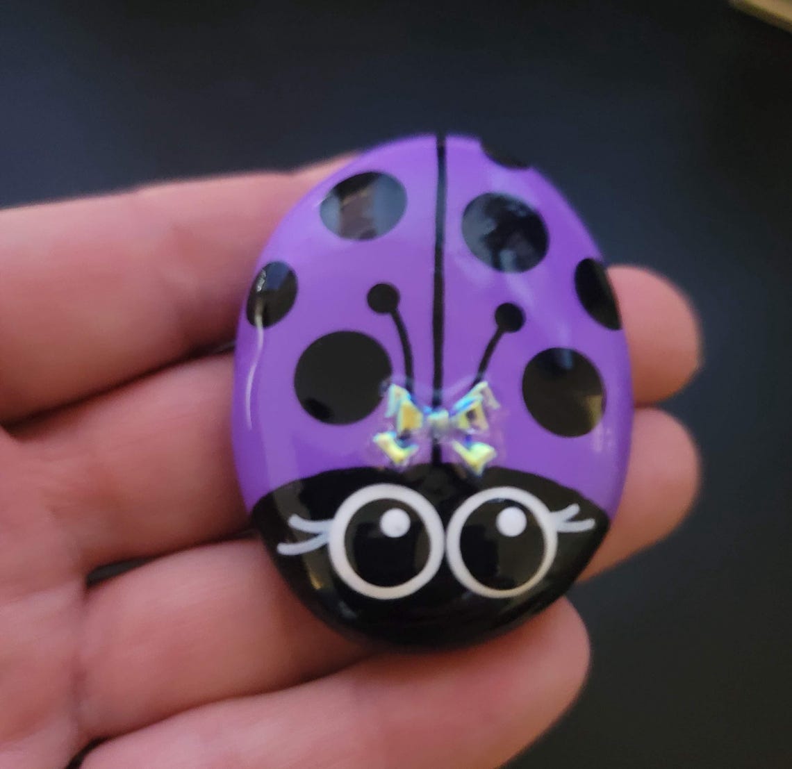 Ladybug Painted Rocks, Fancy Ladybugs, Party Favor, Friendship Gift, Purple Ladybug, Kindness ...