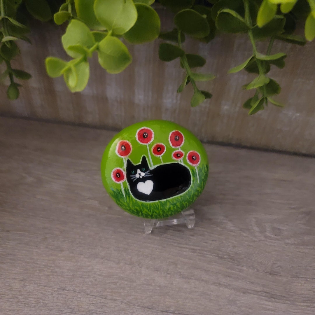 Painted Cat Rocks, Cat Lovers, Black Cats, Tuxedo Cats, Friendship ...