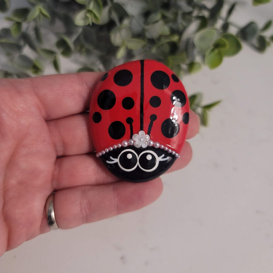 Ladybug Painted Rocks, Fancy Ladybugs, Party Favor, Friendship Gift, Red Ladybug, Kindness Rocks ...