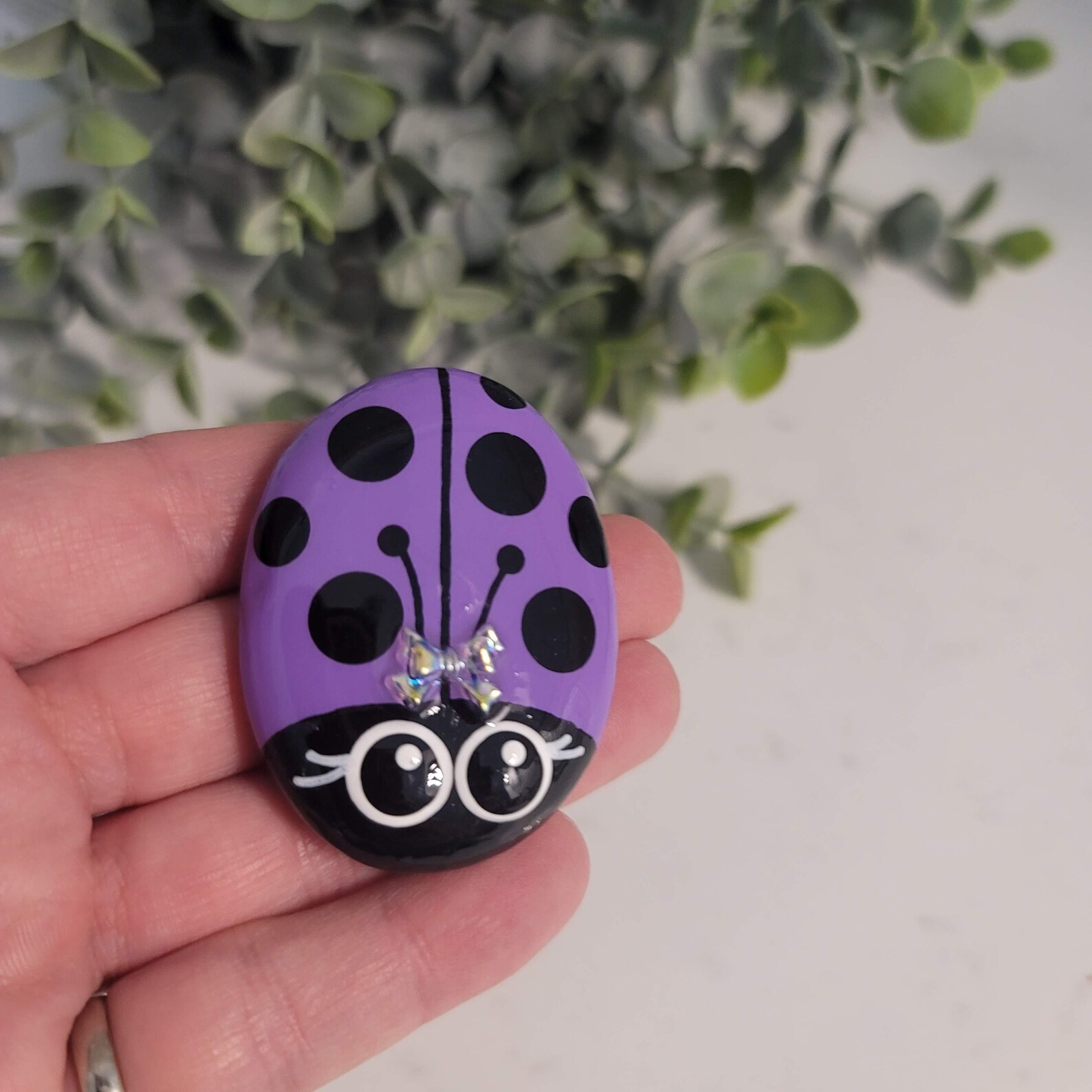 Ladybug Painted Rocks, Fancy Ladybugs, Party Favor, Friendship Gift, Purple Ladybug, Kindness ...