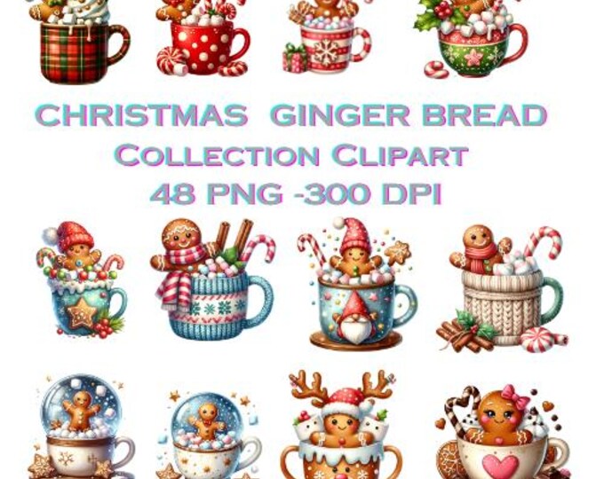 Gingerbread Man Clipart Set, Whimsical Christmas Cookie PNG, Cute ...