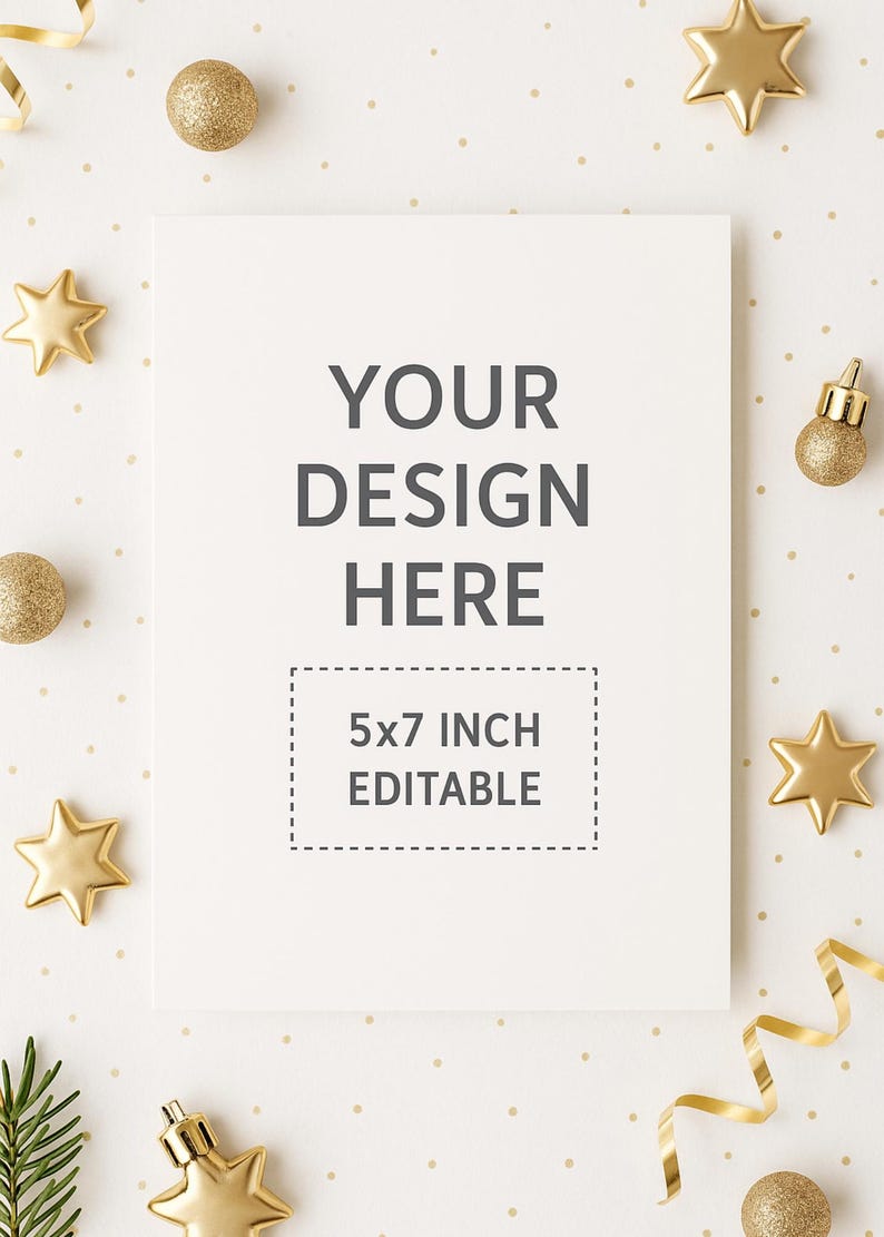 Elegant 2025 New Year Card Mockup | Greeting Card Photo Template ...