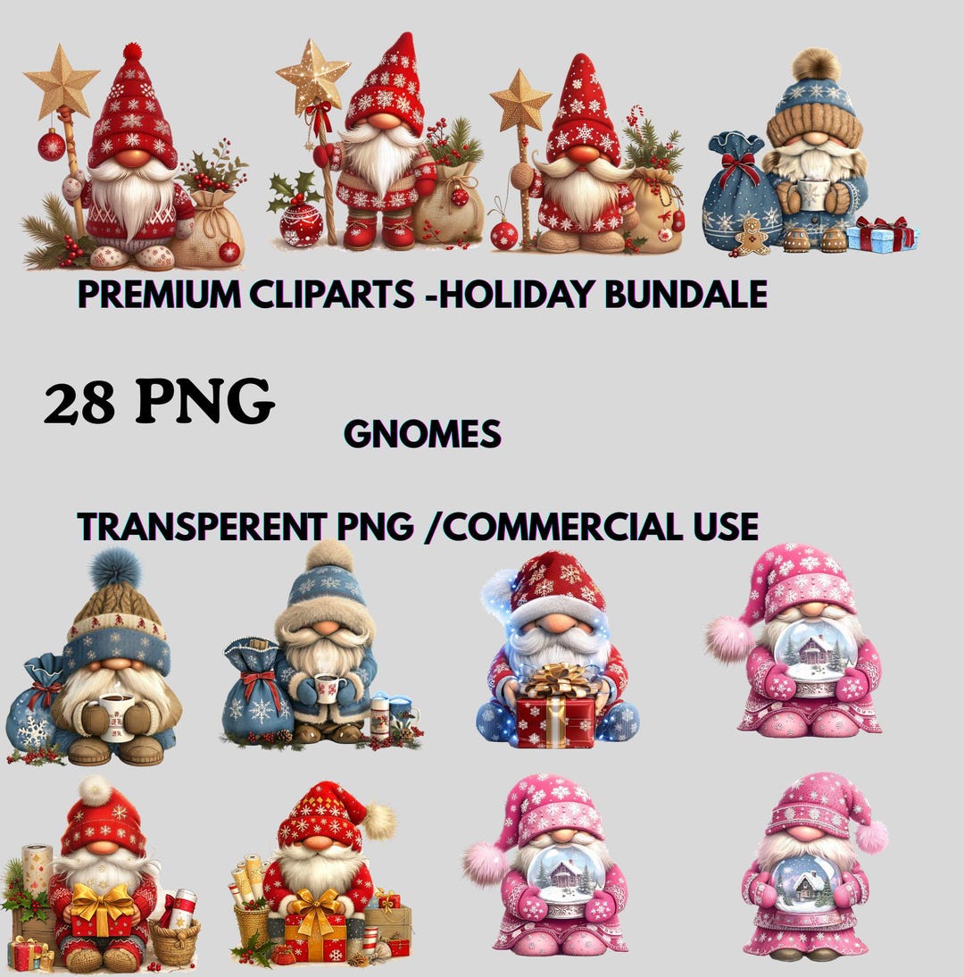 Watercolor Christmas Gnome Clipart | Festive PNG Bundle (digital ...