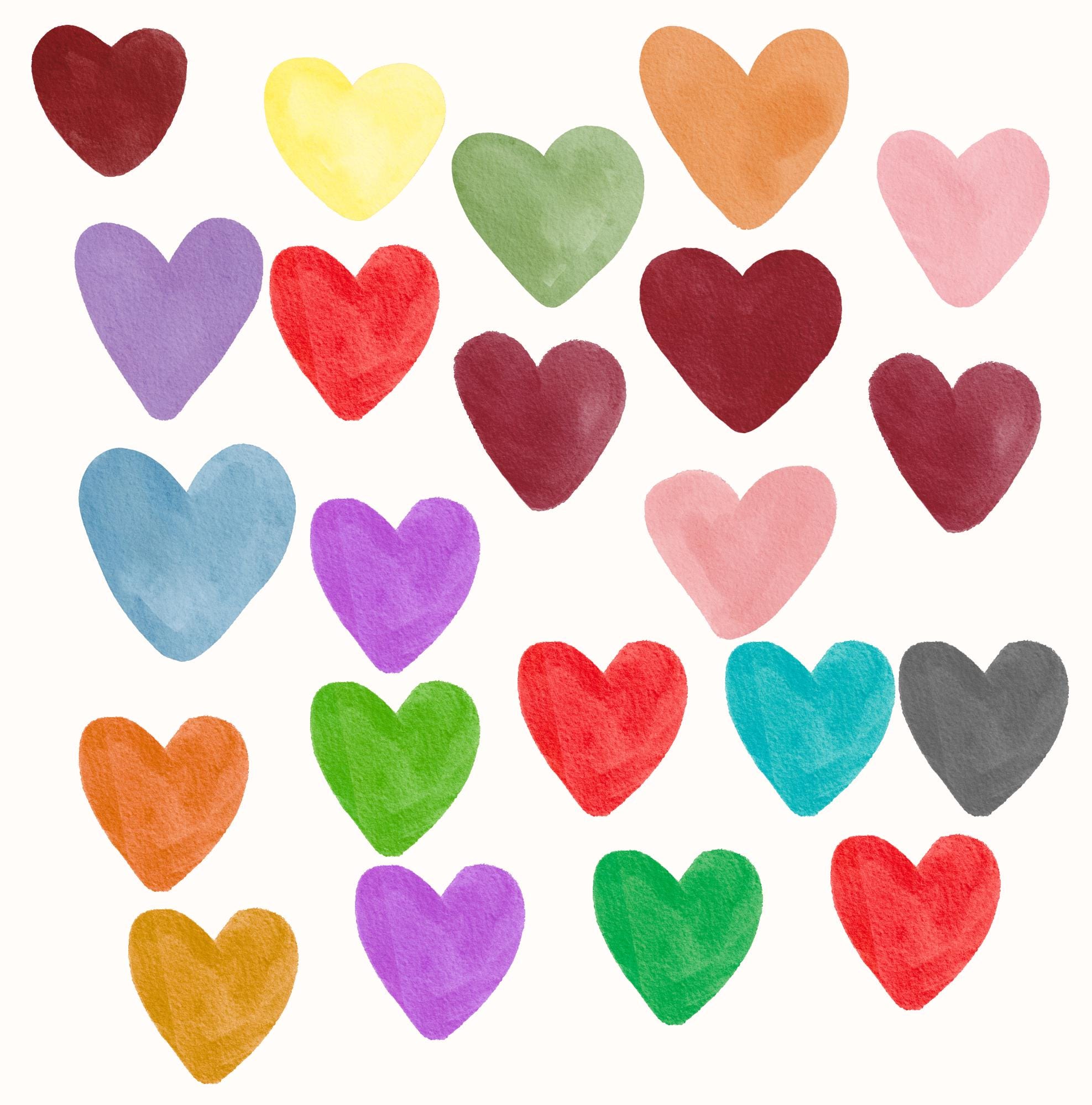Watercolor Heart Clipart | Rainbow Love Graphics (instant Download) - Etsy
