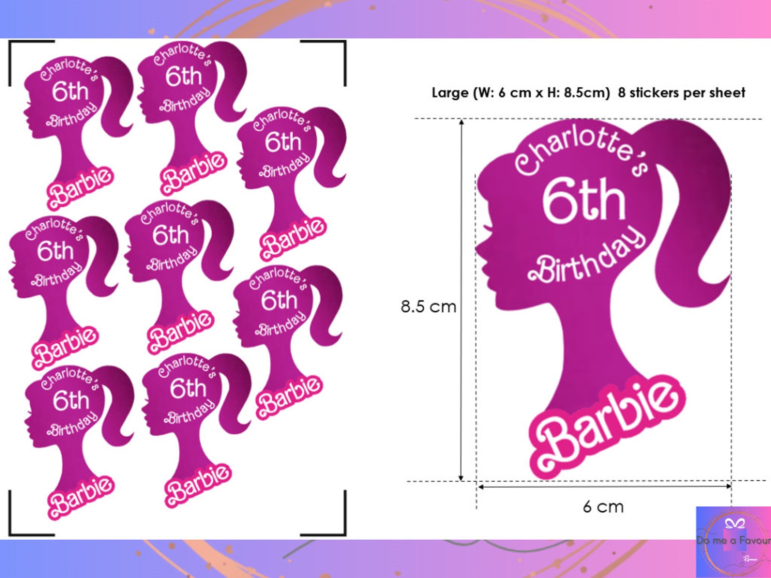 Personalised Barbie Stickers, Birthday Stickers, Party Stickers, Thank ...