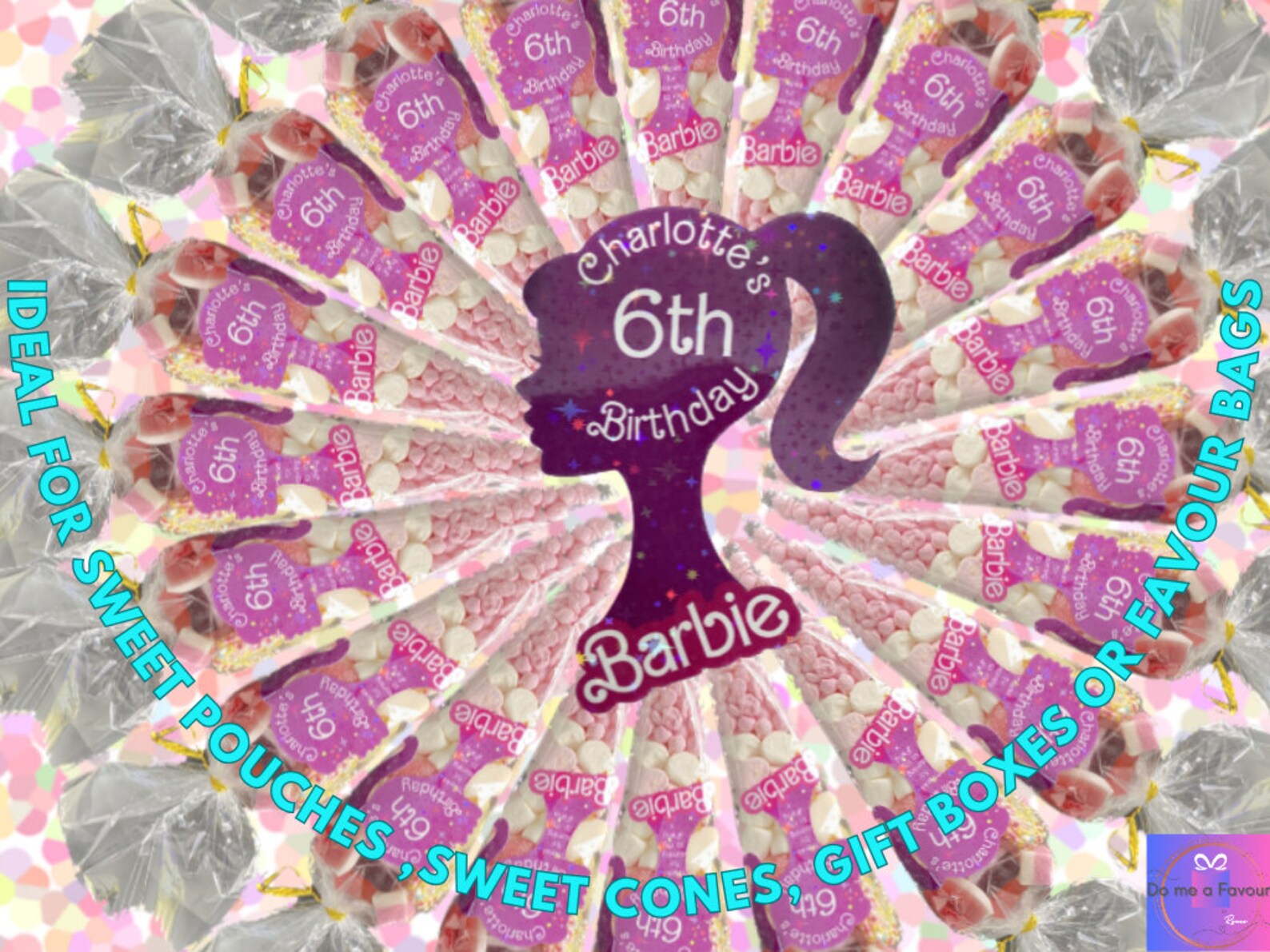 Personalised Barbie Stickers, Birthday Stickers, Party Stickers, Thank ...