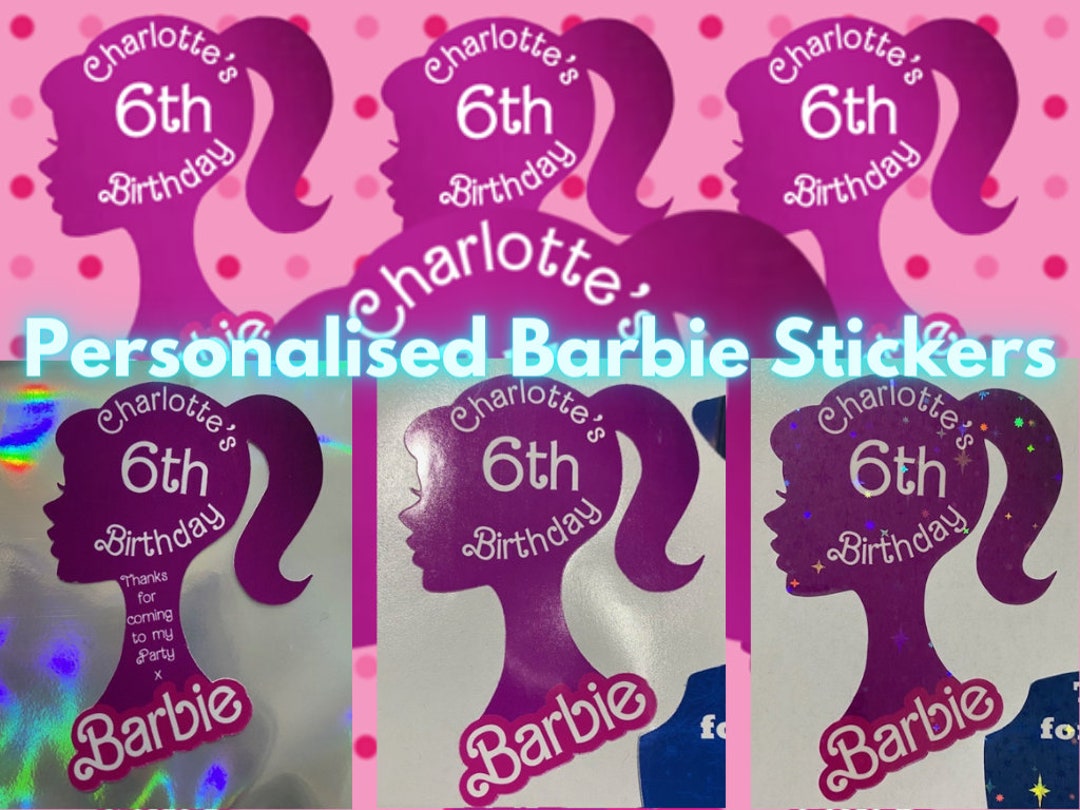 Personalised Barbie Stickers, Birthday Stickers, Party Stickers, Thank ...