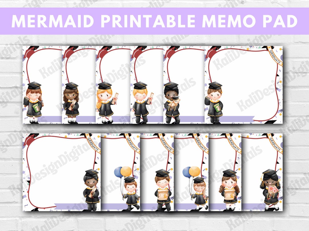 Graduation Notepads Printable Memo Pads Stationery Collection Cute ...