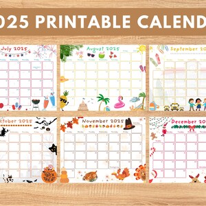 2025 Calendar Printable | Cute Kids Calendar 2025 Wall Calendar PDF ...