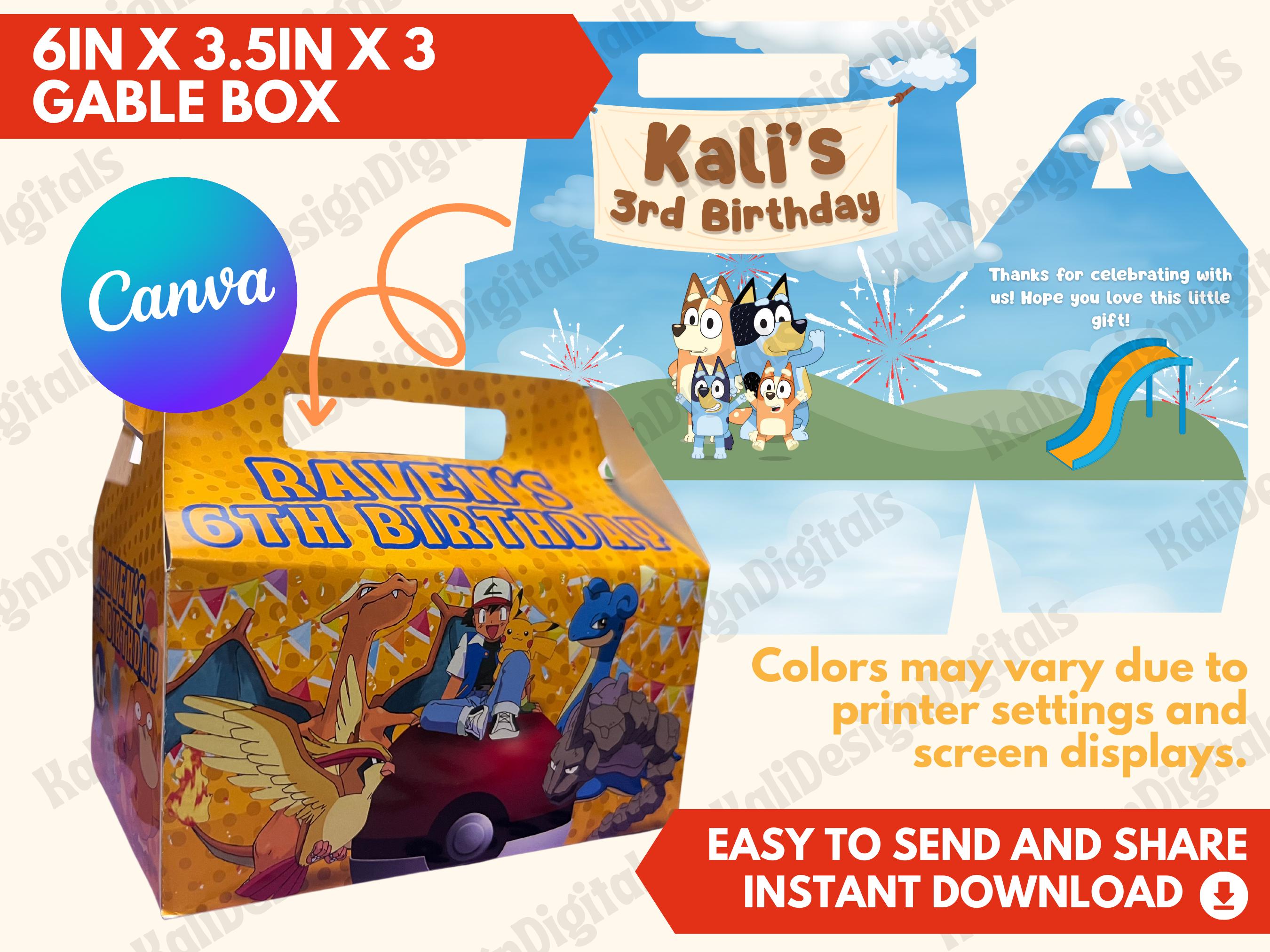 Bluey Editable Birthday Gable Box Digital Birthday Party Loot Box ...