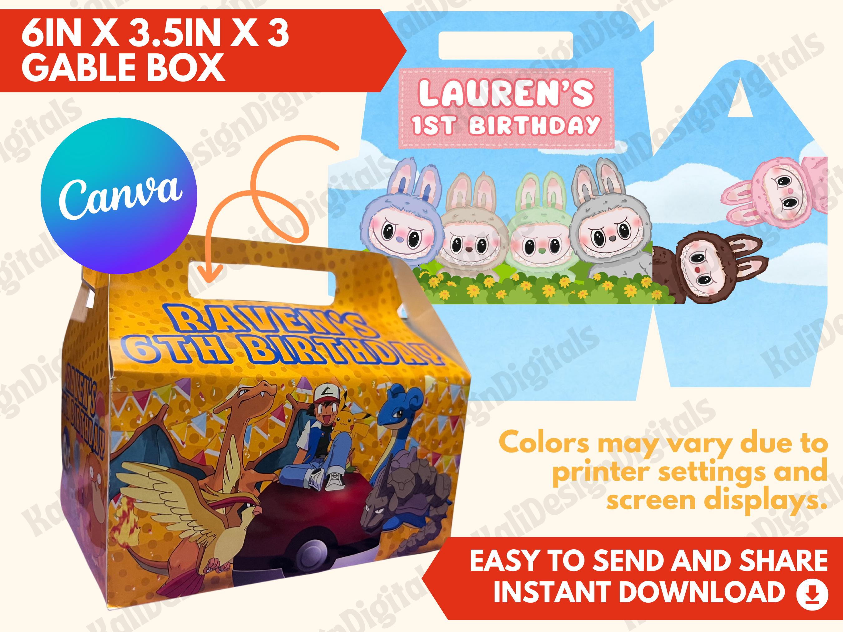 Labubu-inspired Birthday Gable Box Template | Editable Canva Design ...
