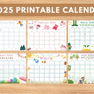 2025 Calendar Printable | Cute Kids Calendar 2025 Wall Calendar PDF ...