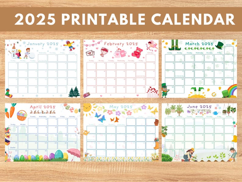 2025 Calendar Printable | Cute Kids Calendar 2025 Wall Calendar PDF ...