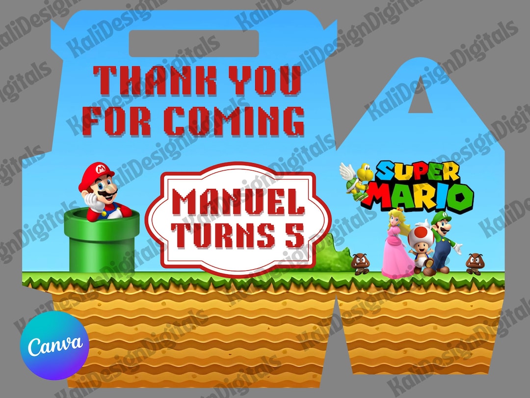 Custom SUPER Mario Birthday Party Gable Box Game-themed Personalized ...