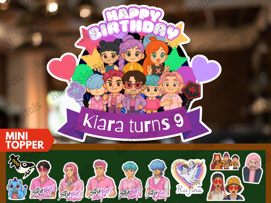 Kpop Demon Hunters Cake Topper | Huntrx Saja Boys Rumi Jinu Zoey Mira ...