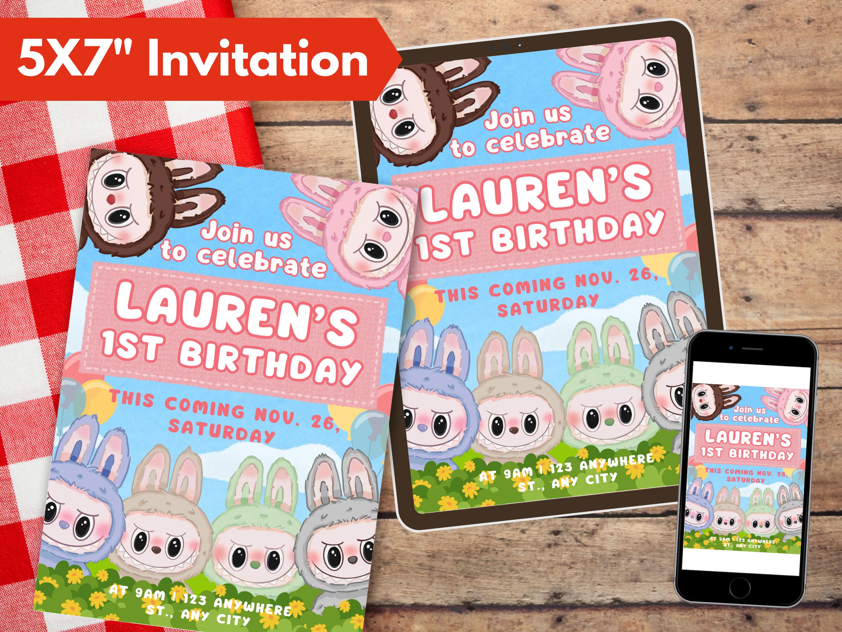 Labubu-inspired Birthday Invitation Template | Editable Canva Design ...