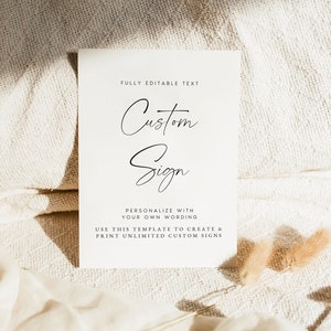 Boho Custom Sign Template, Modern Wedding Sign Printable, Customizable ...