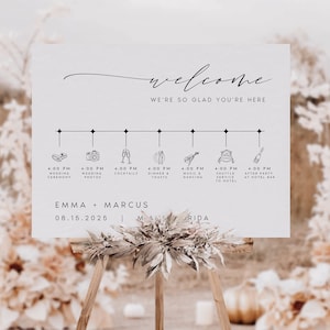 Wedding Timeline Sign Template, Modern Wedding Welcome Sign, Printable ...