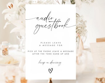 Audio Guestbook Sign, DIY Guestbook Sign Template, Minimalist Wedding ...