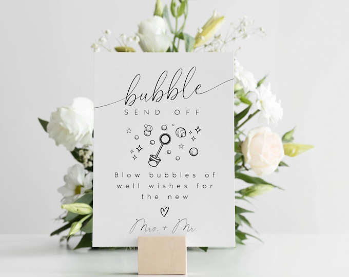 Blow Bubbles Send off Sign. Instant Download Printable. Rustic Wedding ...