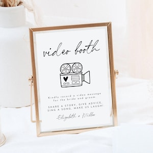 Minimalist Video Booth Sign Template: Modern Wedding Signage (digital ...